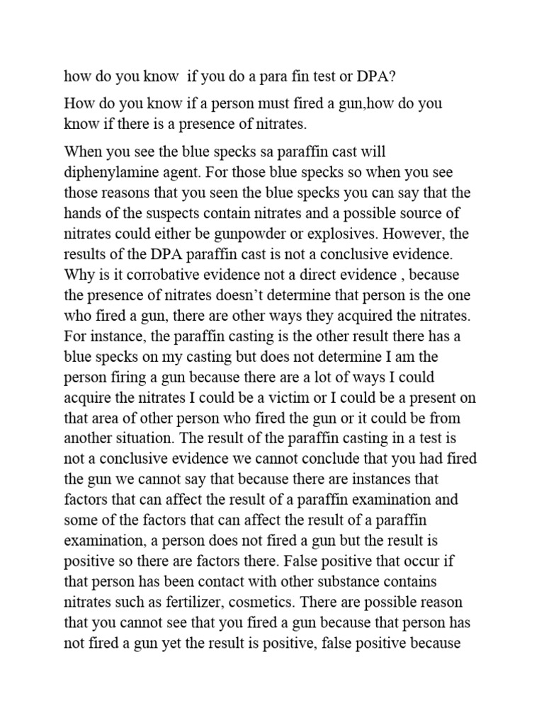 Understanding Paraffin Tests and Nitrates | PDF | Gun | Cartridge ...