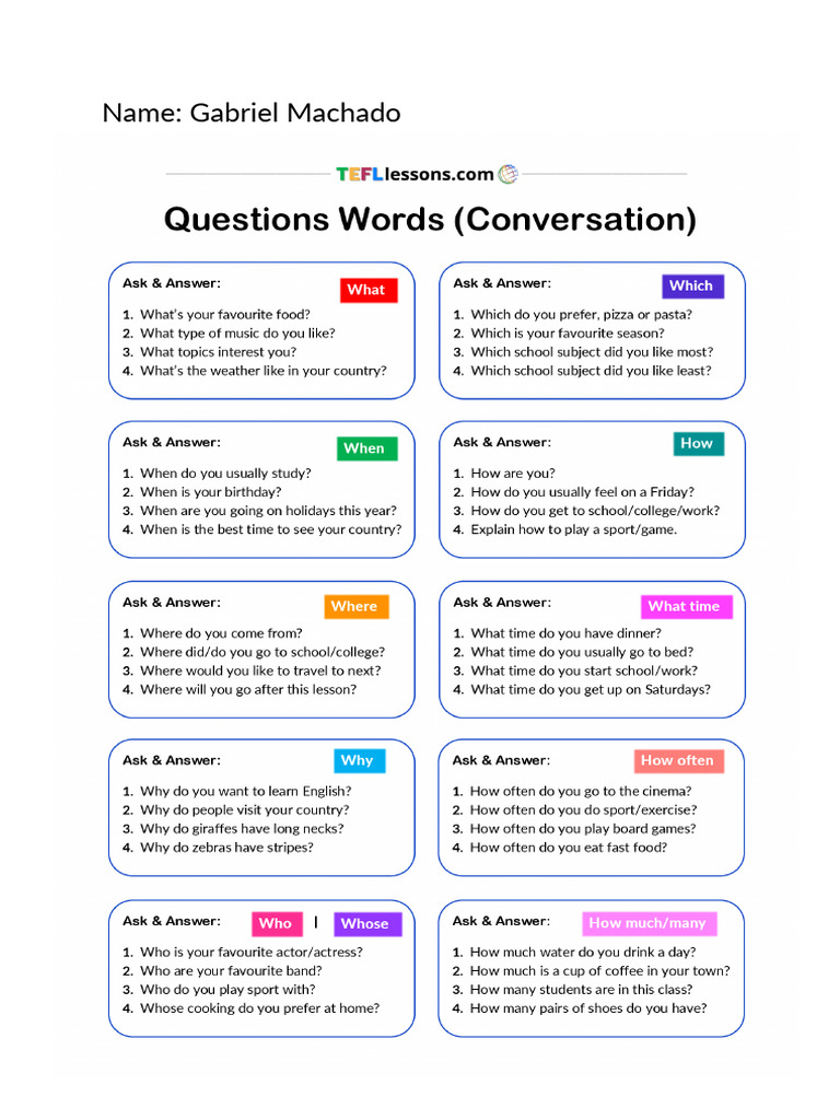 WH Questions and Answers | PDF | Language Arts & Discipline