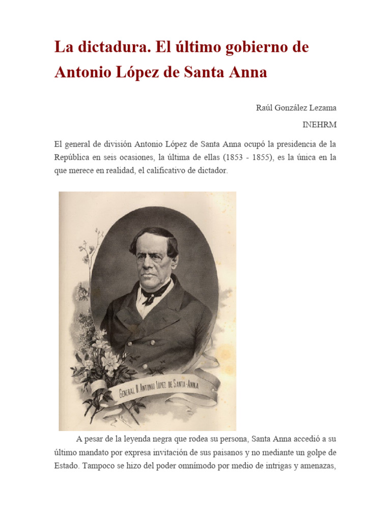 La Dictadura. Antonio Lopez de Santa Anna | Descargar gratis PDF ...