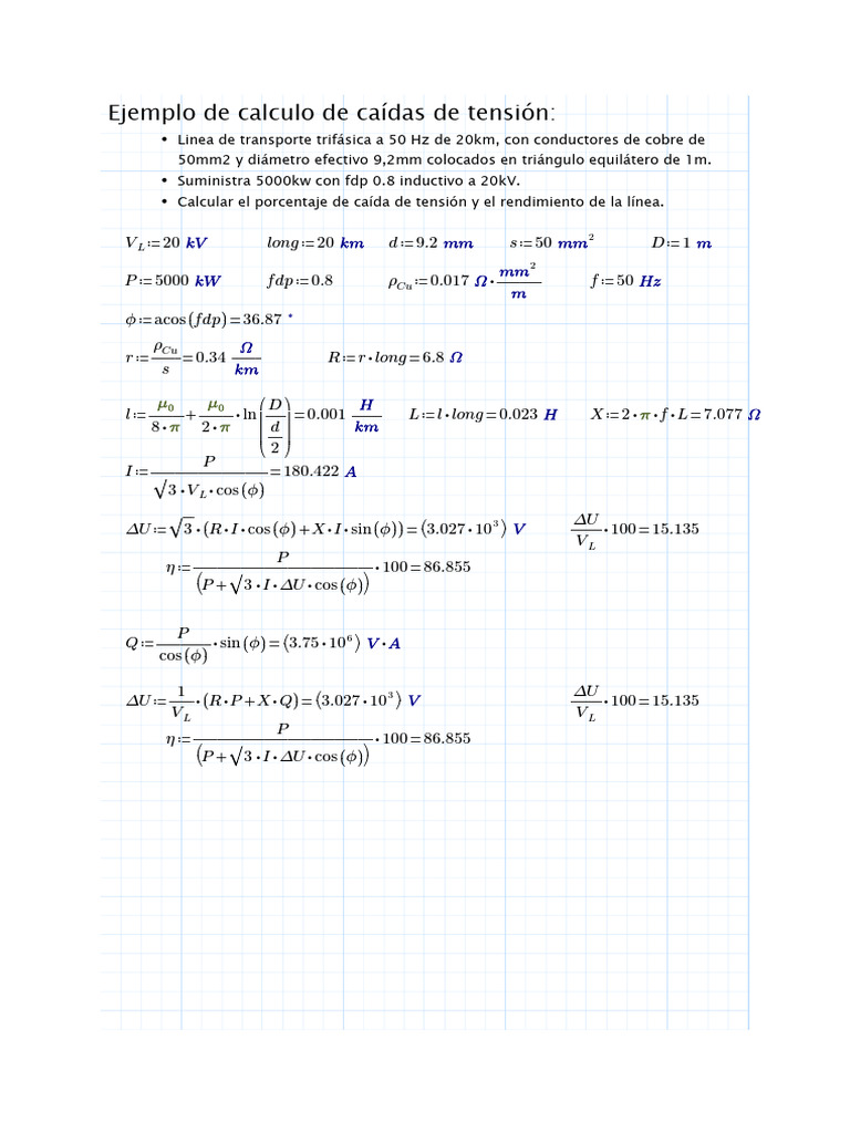 Problemas Ejemplo de Calculo de Caida de Tension | PDF | Teaching Methods & Materials | Science ...