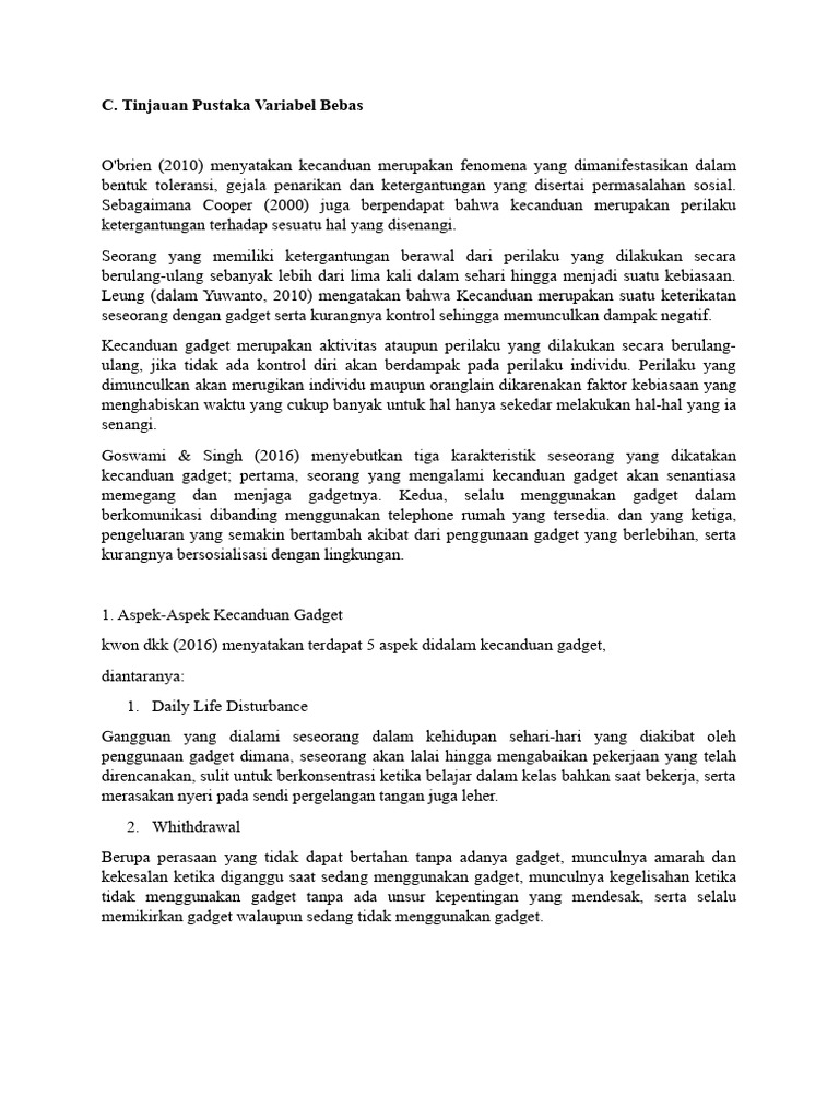Tinjauan Pustaka Variabel Bebas | PDF