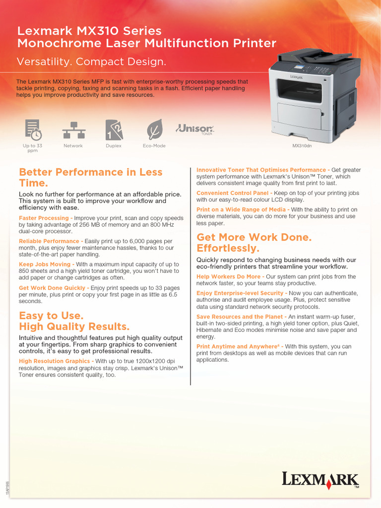 Lexmark-MS310d 1 | PDF | Image Scanner | Printer (Computing)