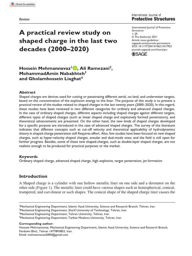 Review of Shaped Charges (2000-2020) | PDF | Materials | Physical Sciences