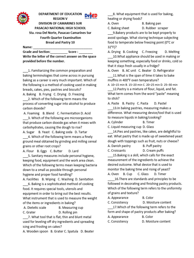 Bpp10 Exam | PDF | Baking | Breads