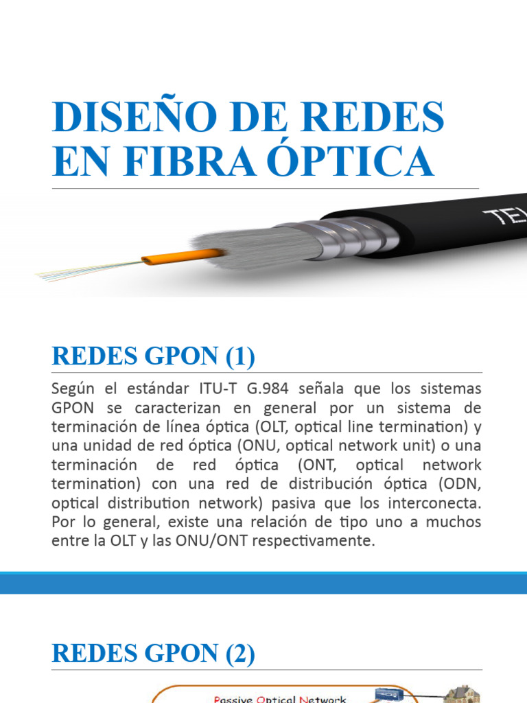 Diseño de Redes en Fibra Óptica | PDF | Telecomunicaciones | Electrónica