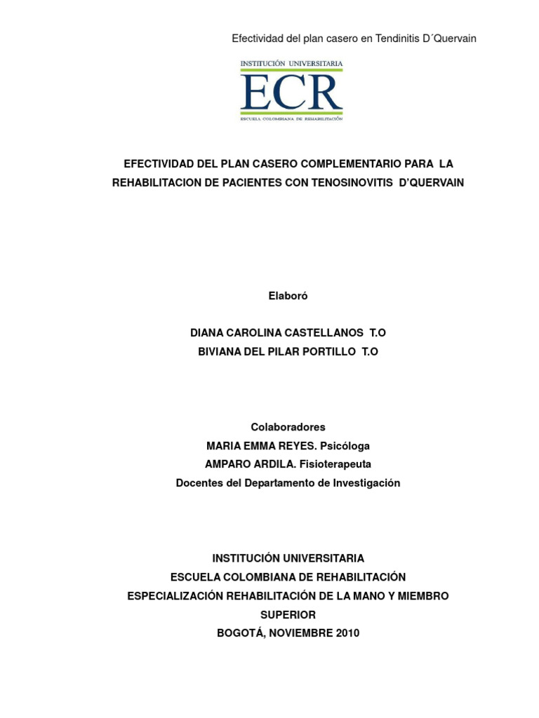 Efectividad Del Plan Casero Complementario para La TDQ | PDF | Dolor | Termorregulación