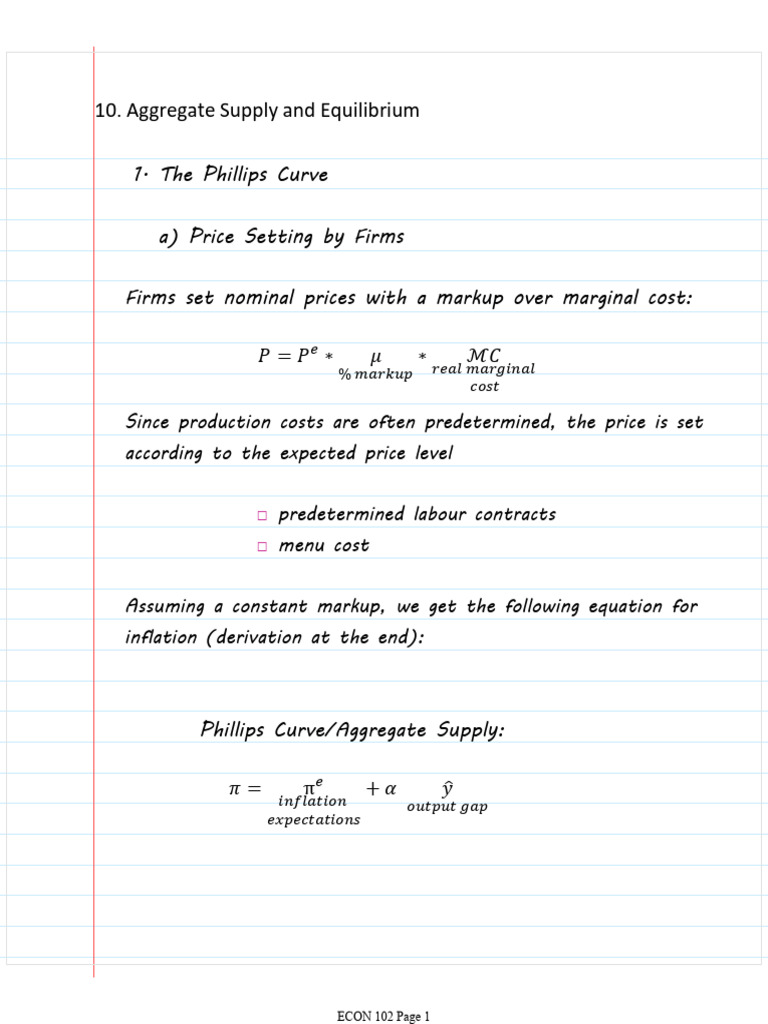 Aggregate Supply and Equilibrium | PDF | Inflation | Phillips Curve