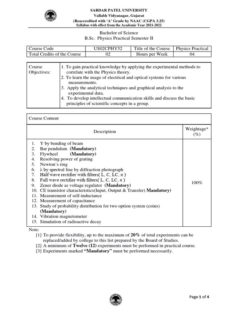 US02CPHY52 Physics Practical | PDF | Rectifier | Experiment