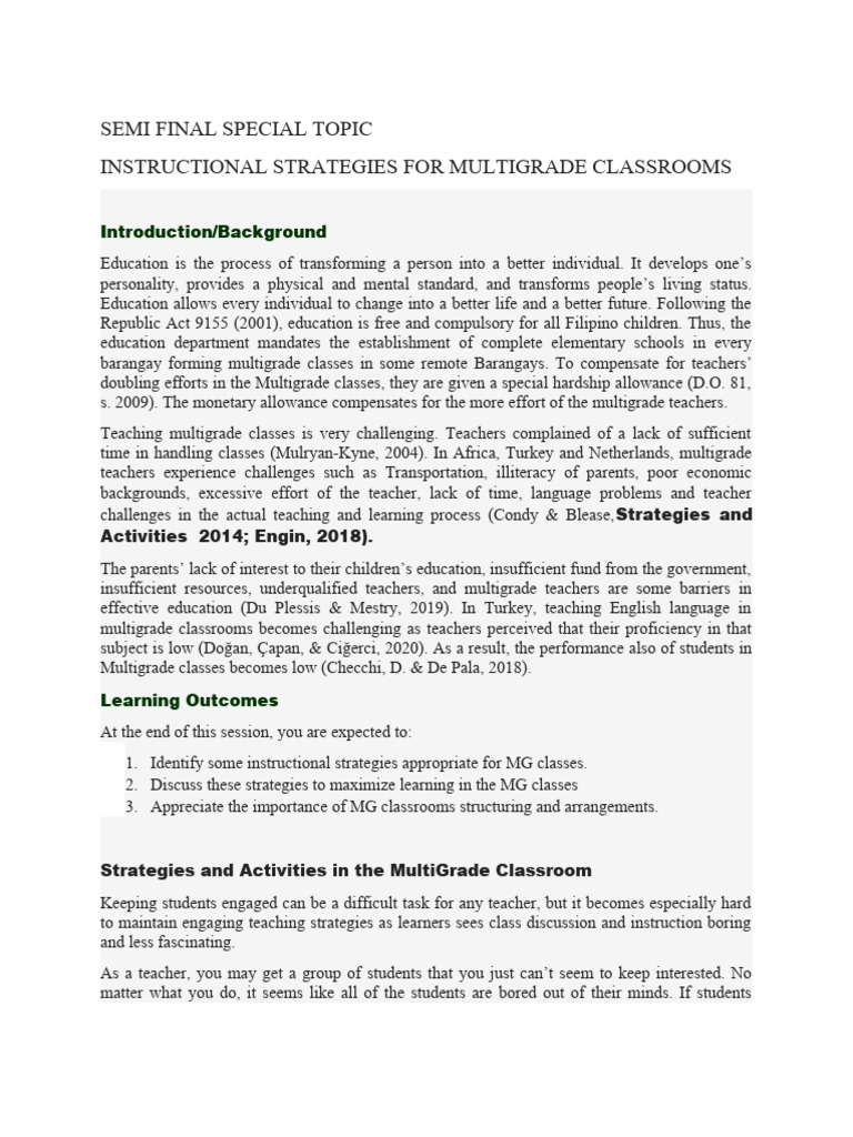 Semi Final Special Topic 1 | PDF | Teachers | Reading Comprehension