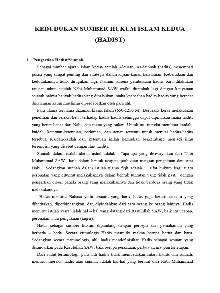 Kedudukan dan Macam Hadist dalam Islam | PDF | Ilmu Sosial
