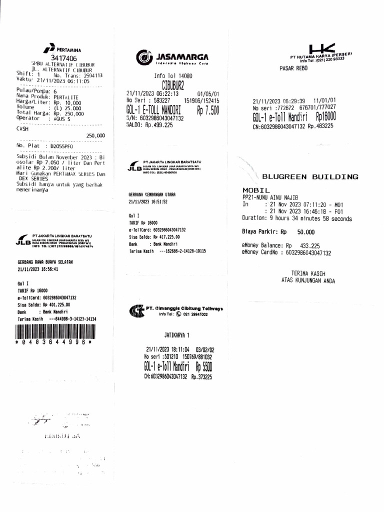 Contoh Scan Struk Toll | PDF