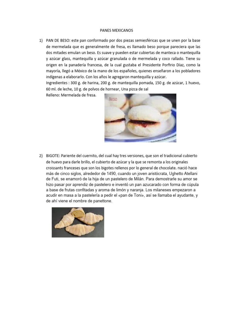 Variedad de Panes Mexicanos | PDF | Panes | Confitería
