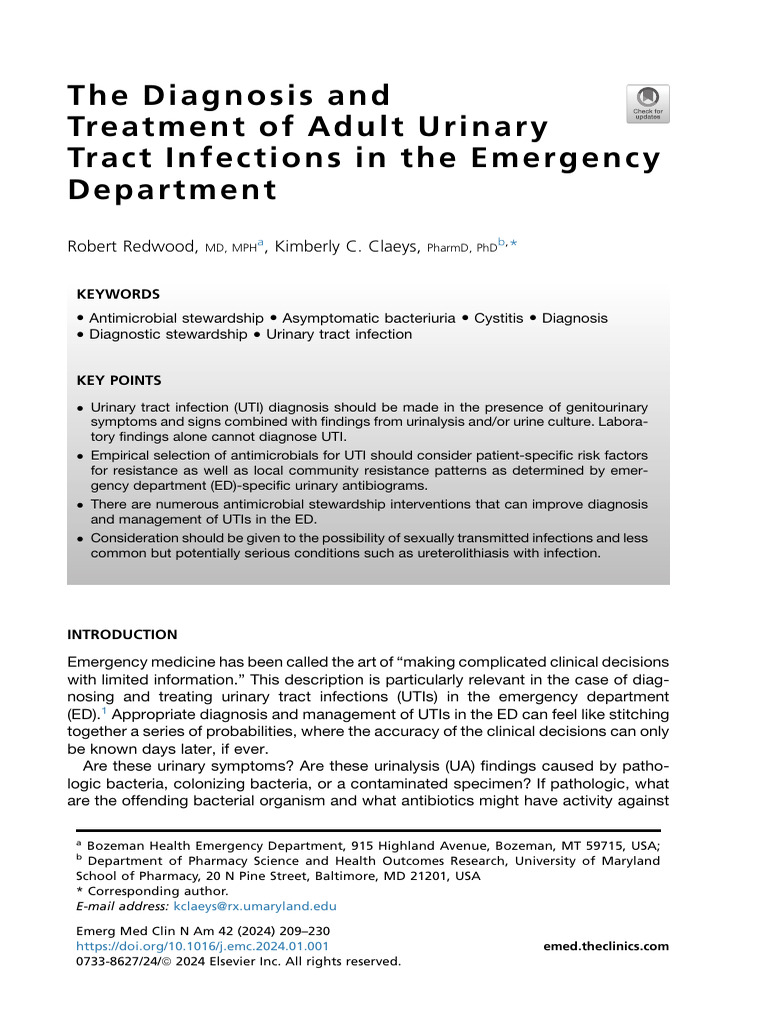 ED Guide: Adult UTI Diagnosis & Treatment | PDF | Urinary Tract ...