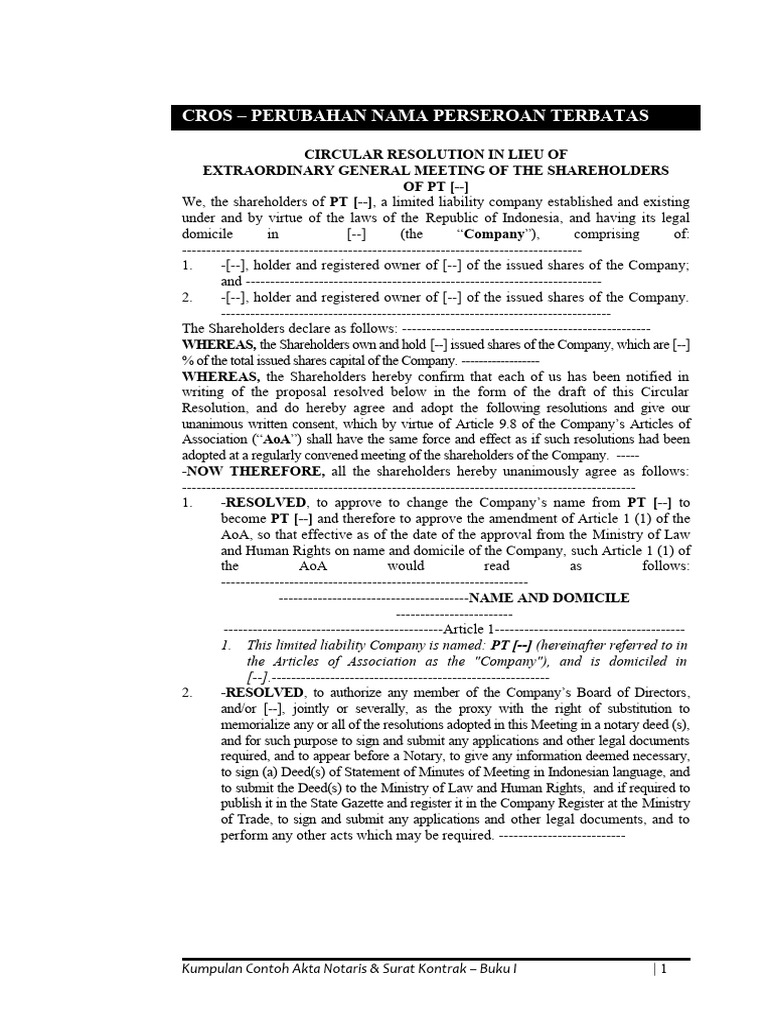 Circular Resolution for Company Name Change | PDF | Private Law | Justice