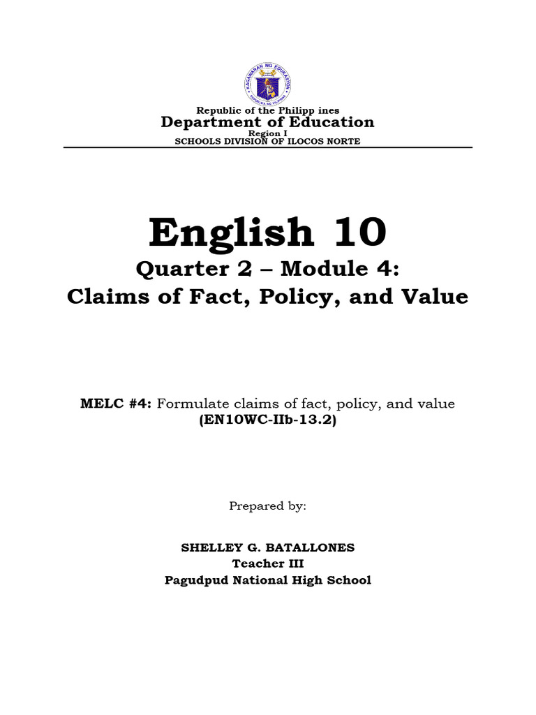 Q2 Module-4 SDOIN Claims of Fact Policy and Value | PDF | Traffic ...