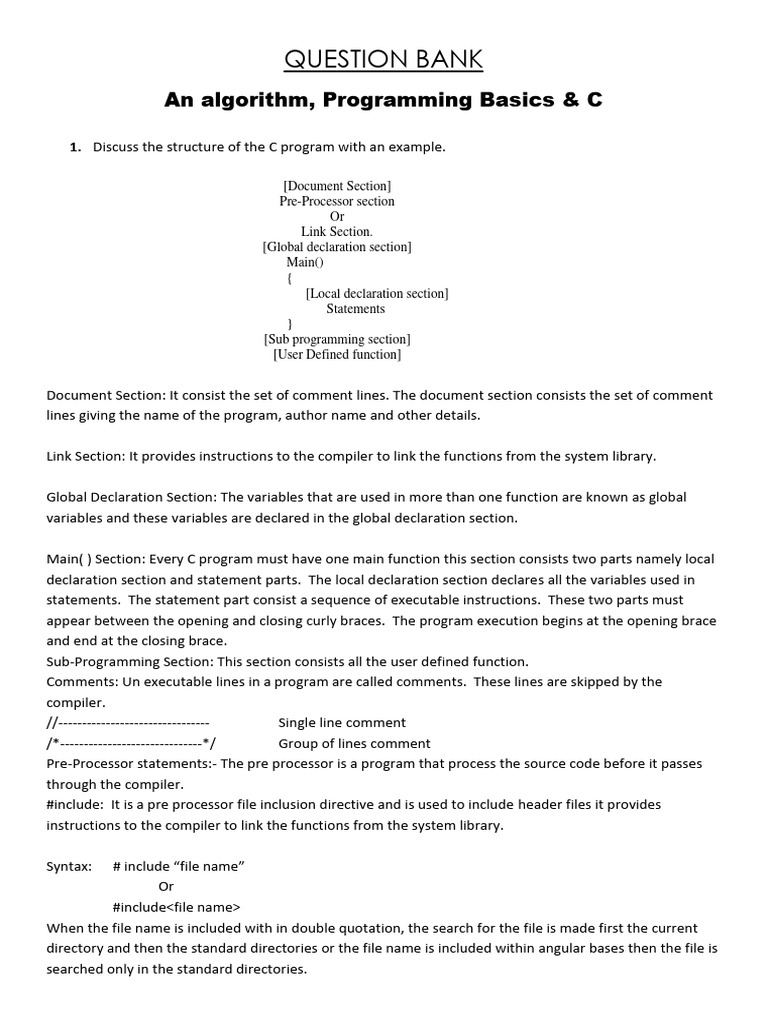 Ap Question Bank With Answers | PDF | Pointer (Computer Programming ...