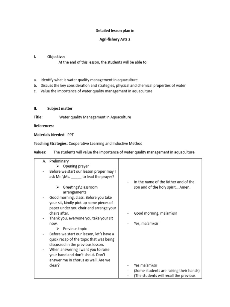 Detailed Lesson Plan in Afa 2 Kenjie | PDF | Water | Lesson Plan