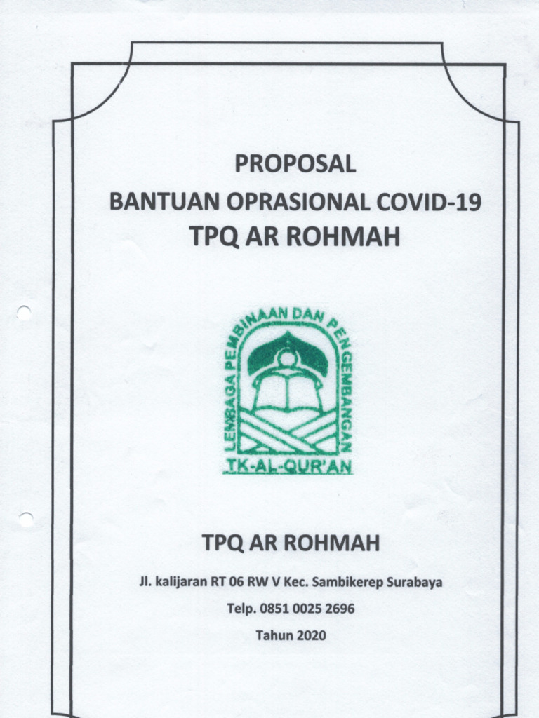 CONTOH PROPOSAL BOP COVID TPQ11262020 | PDF