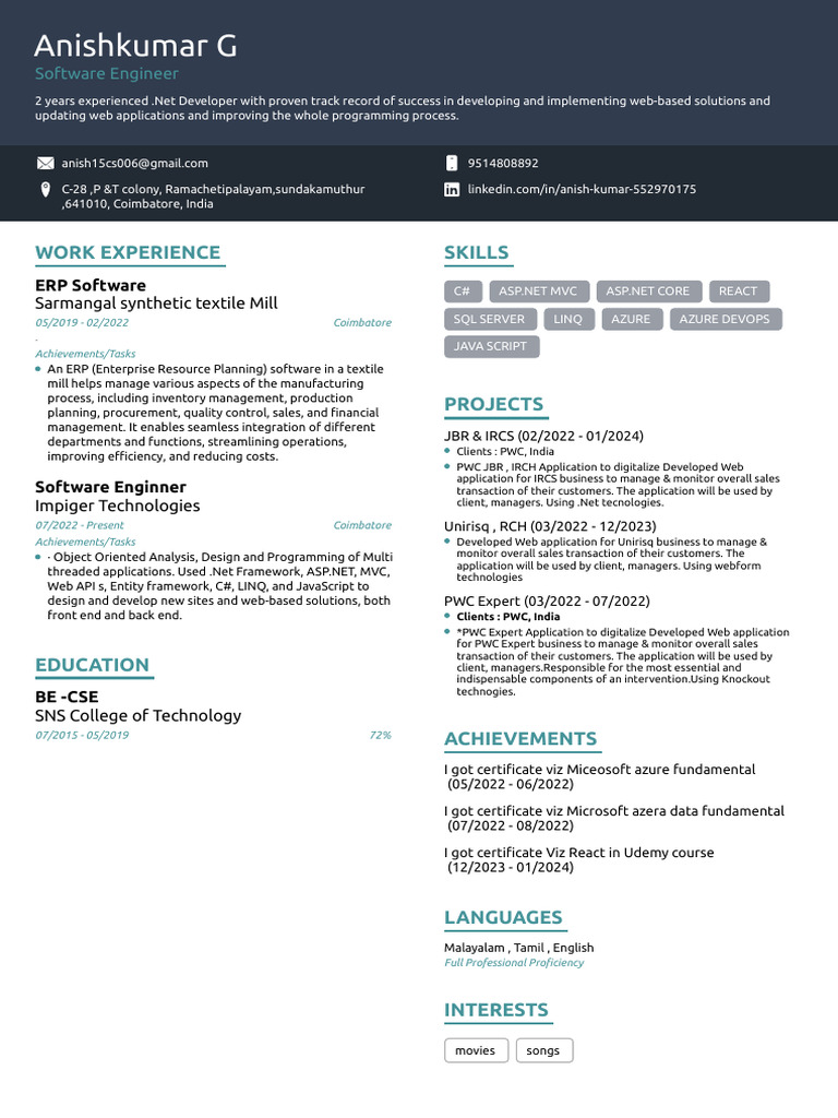 Anish Resume New | PDF | Web Application | Enterprise Resource Planning