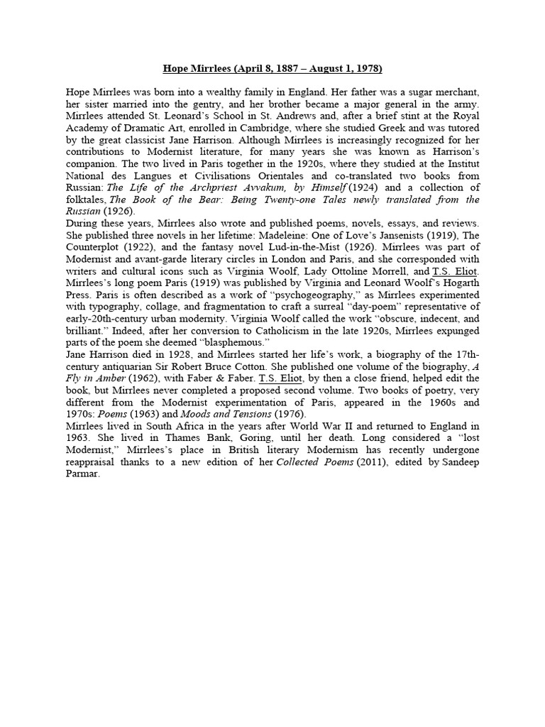 Hope Mirrlees (April 8, 1887 - August 1, 1978) : Russian (1926) | PDF ...