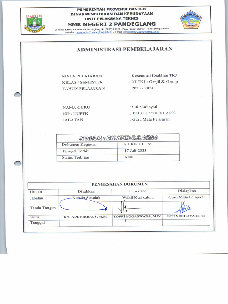 Cover Adm Pembelajaran | PDF