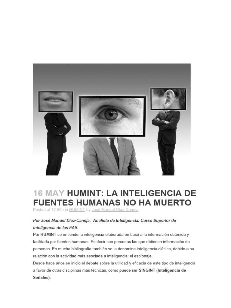Humint Manejo de Fuentes Humanas | Descargar gratis PDF | Sonar ...