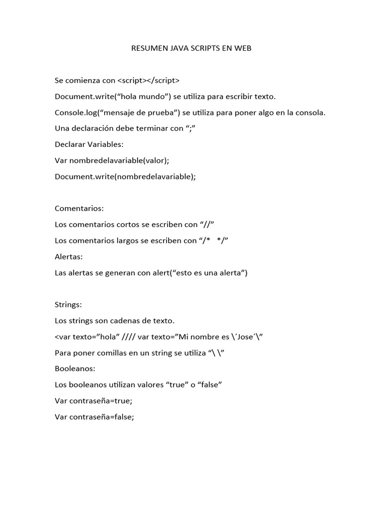 Fundamentos de JavaScript en Web | PDF | Java (lenguaje de programación ...