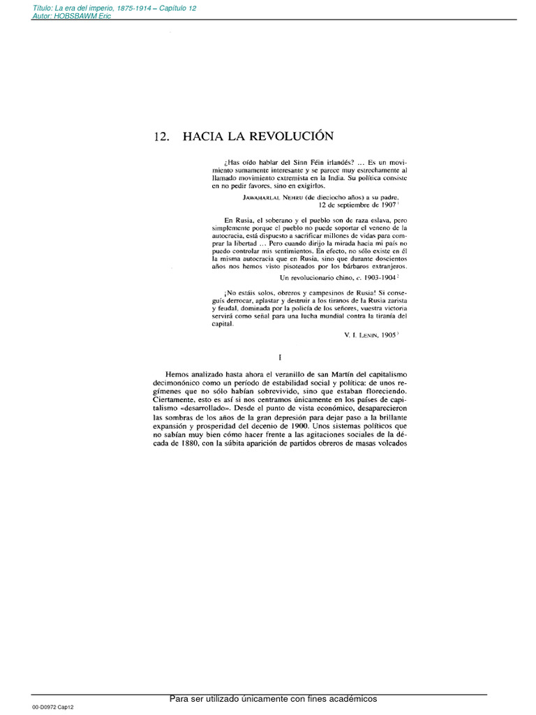 Eric Hobsbawm Hacia La Revolución - Cap12 | PDF