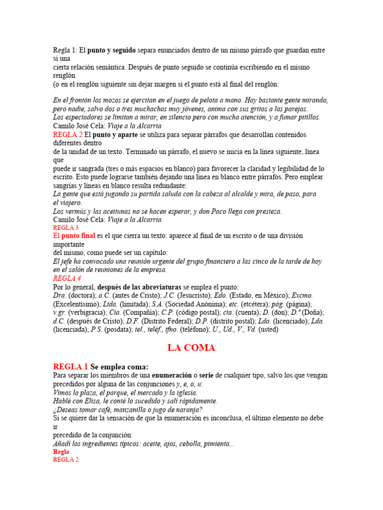 Reglas de puntuación en español | PDF | Asunto (gramática) | Oración ...