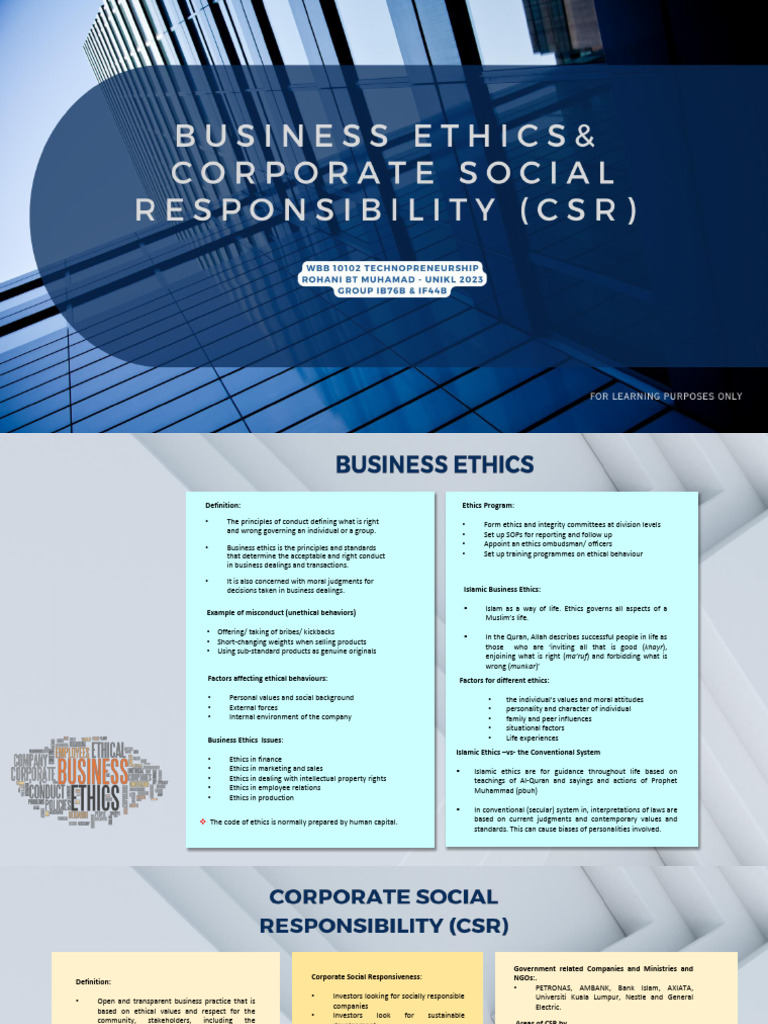 Slide Biz Ethics & CSR 2023 | PDF | Corporate Social Responsibility ...
