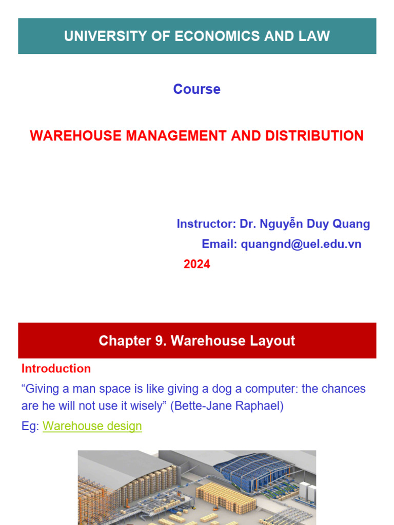 Chapter 9. Warehouse Layout | Download Free PDF | Warehouse | Pallet