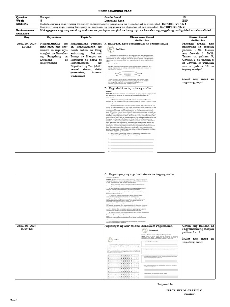 HLP Q4 ESP 9 & 10 | PDF