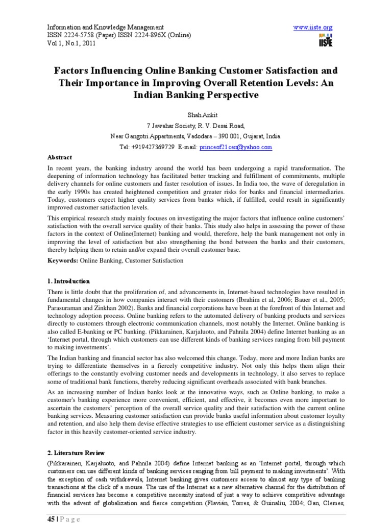 (45-54) Factors Influencing Online Banking Customer Satisfaction and Their Importance in ...