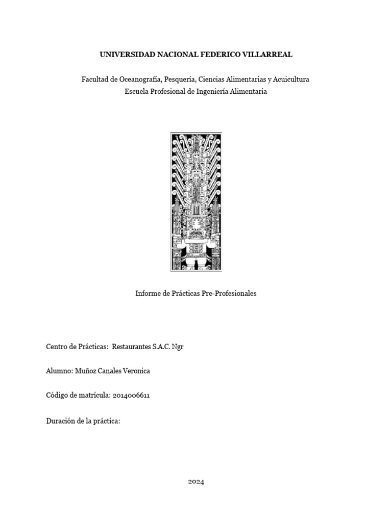 Modelo de Carátula - Informe de Prácticas Pre Profesionales | PDF | Business