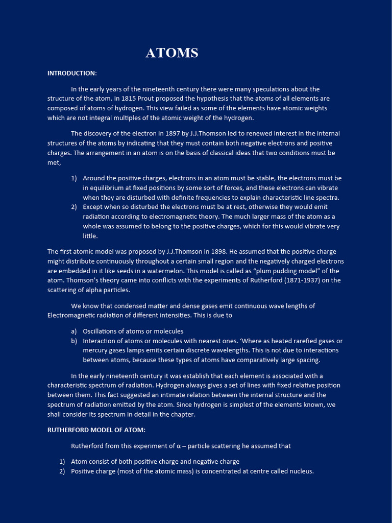 ATOMS | PDF | Atoms | Electron
