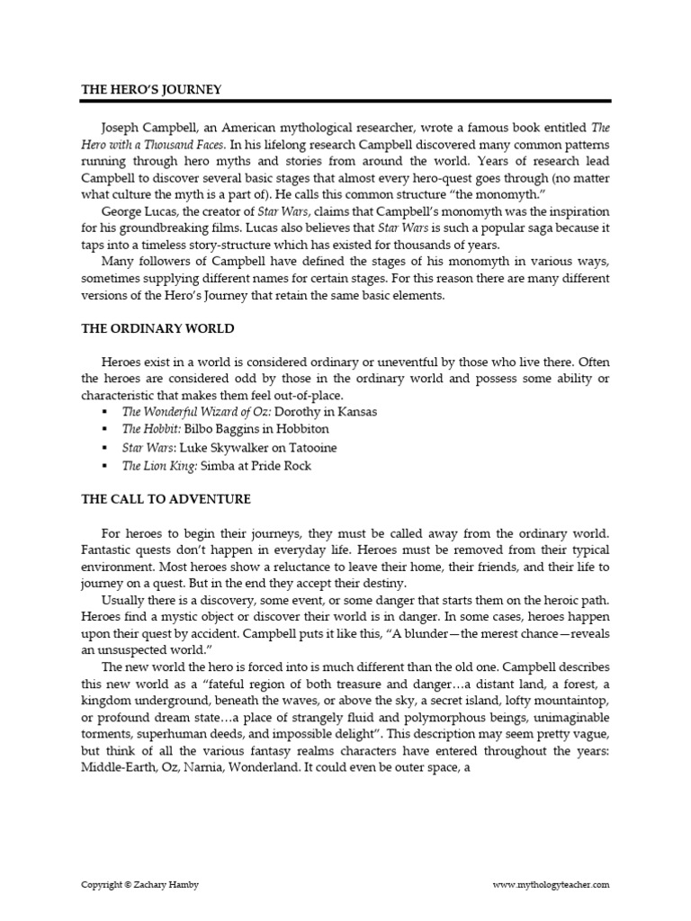 The Heros Journey | PDF | Quest | Hero