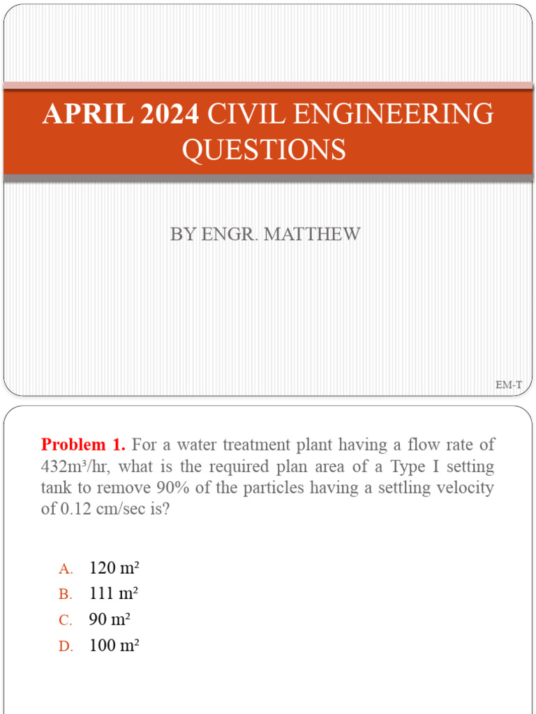 April 2024 Civil Engineering Questions | PDF