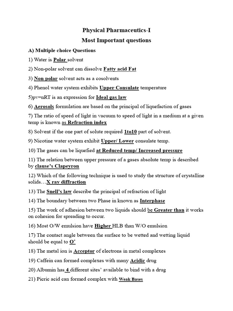 PP-I Most Important Question | PDF | Ph | Solubility PP-I Most Important Question | PDF | Ph | Solubility