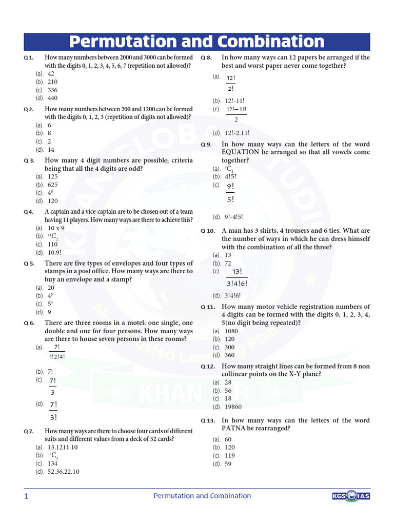 Permutation and Combination | PDF | Mathematics