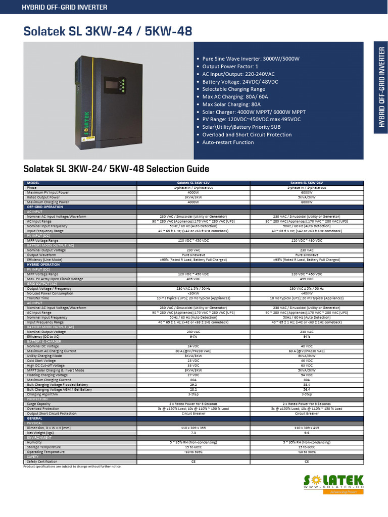Solatek-3KW-24-5KW-48 | PDF | Power Inverter | Alternating Current