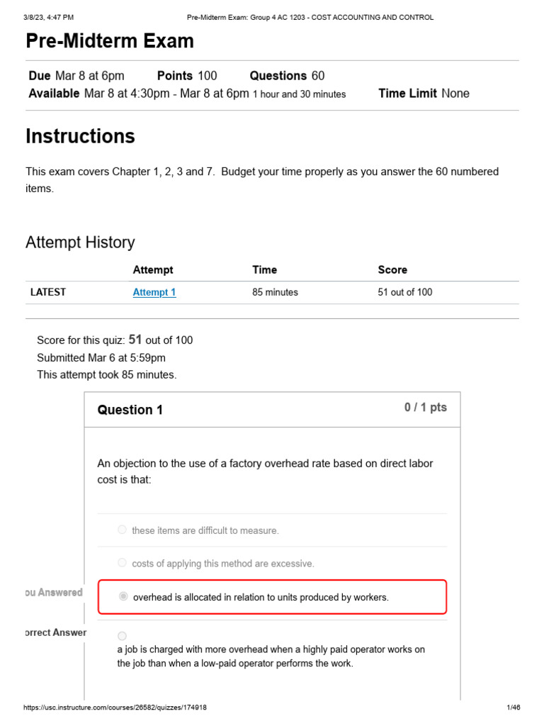 Pre Midterm Exam Answers | PDF | Cost Of Goods Sold | Inventory