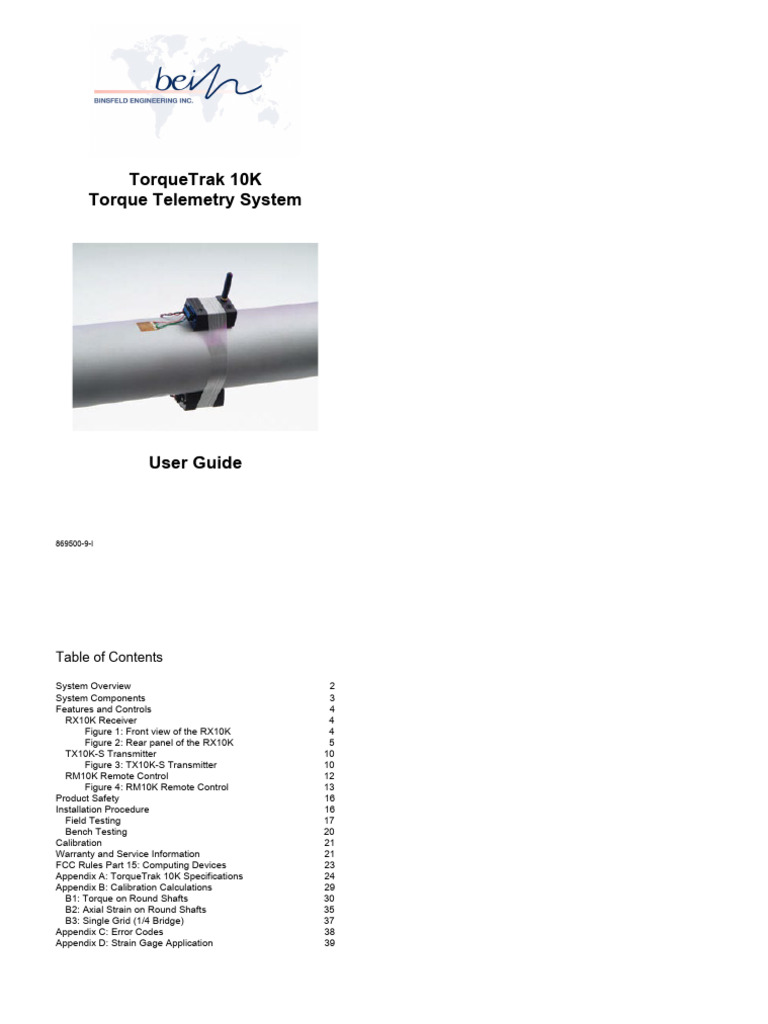 Torquetrak 10K Torque Telemetry System | PDF | Electrical Connector ...