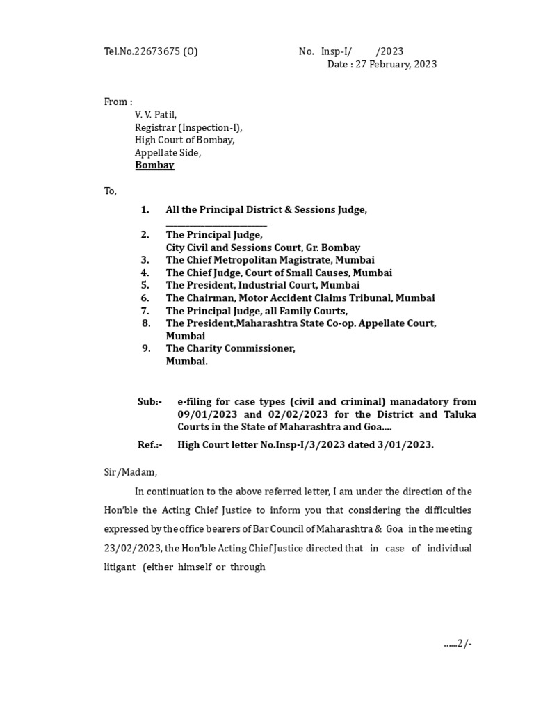 E-Filing Letter 2 | PDF | Law