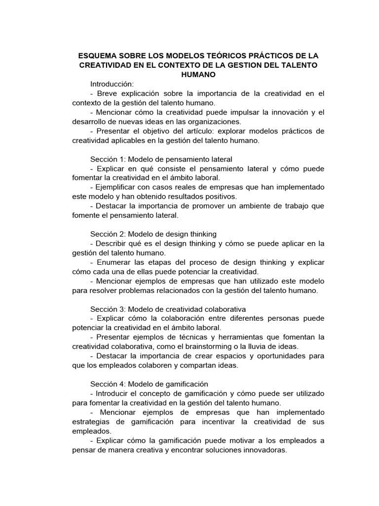 ESQUEMA III MODELOS TEORICOS-PRACTICOS DE LA CREATIVIDAD | PDF
