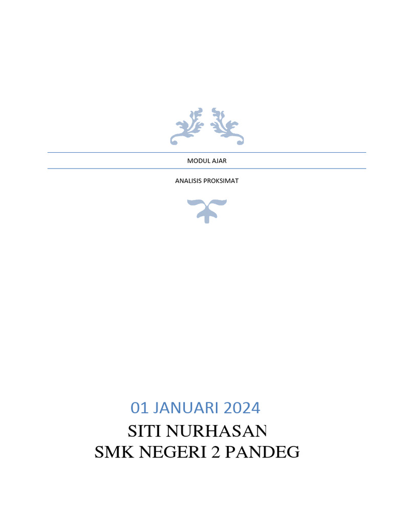 Modul Ajar Elemen Analisis Proksimat | PDF | Sains & Matematika