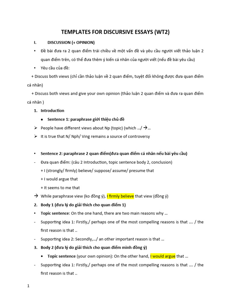 Templates For Discursive Essays | PDF | Language Arts & Discipline