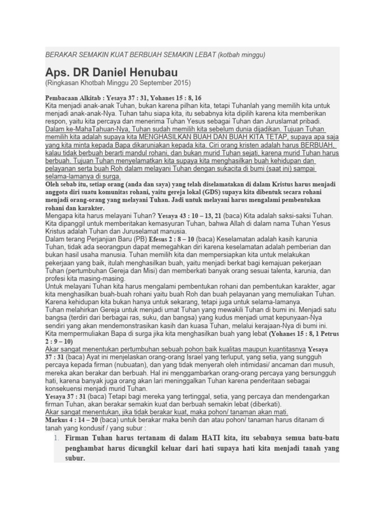 Berakar Semakin Kuat Berbuah Semakin Lebat | PDF | Agama & Spiritualitas | Gaya Hidup