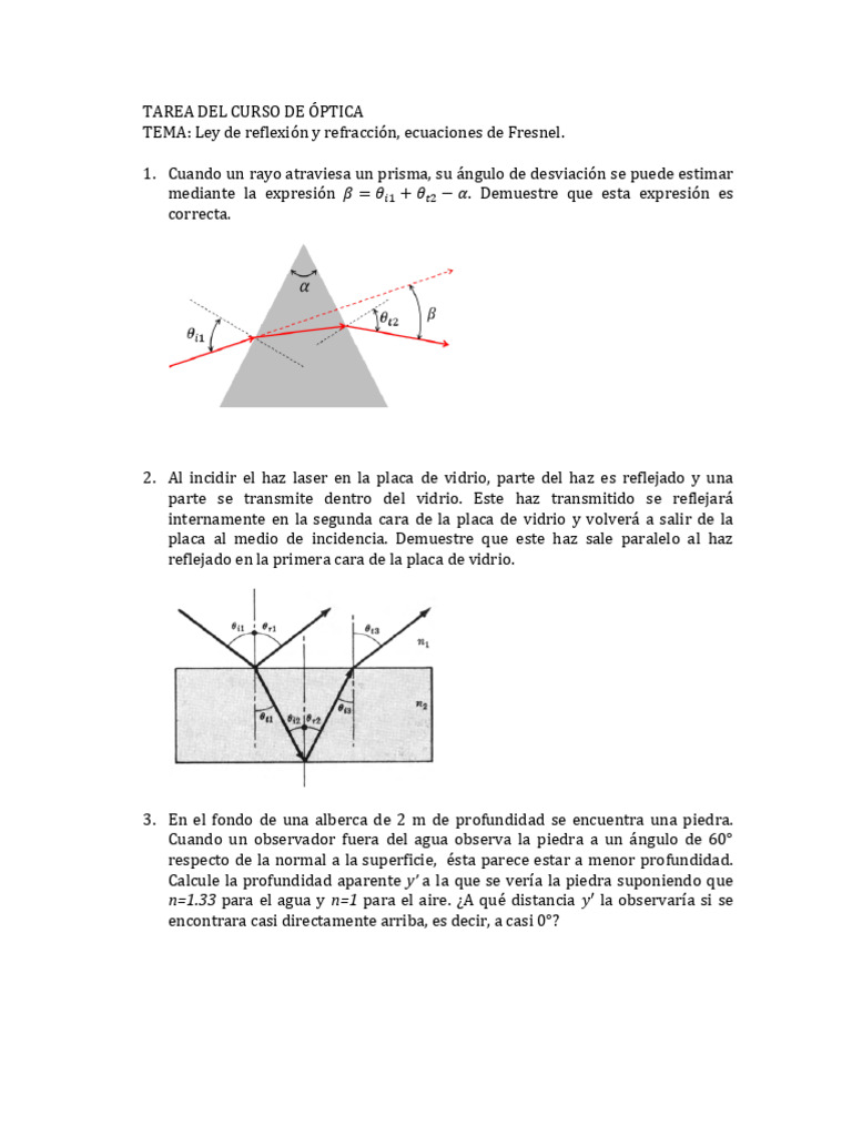 Ley de Reflexión y Refracción en Óptica | PDF | Reflexión (Física ...