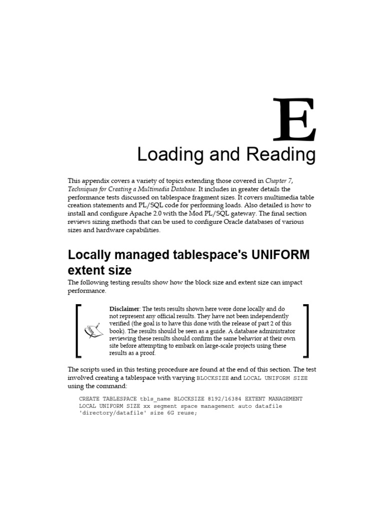 AppendixE Loading and Reading | PDF | Pl/Sql | Networking