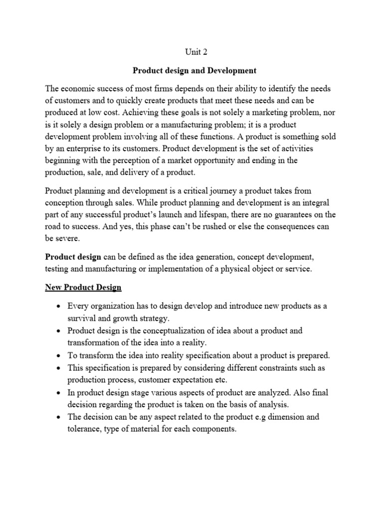 POM Unit 2 | Download Free PDF | New Product Development | Product (Business)